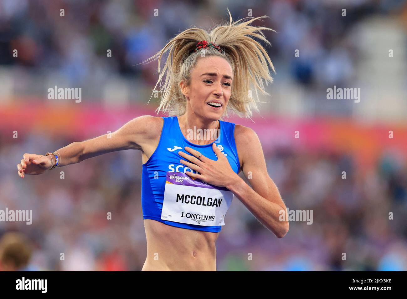 Birmingham, UK. 03rd Aug, 2022. Eilish McColgan of Scotland wins the ...