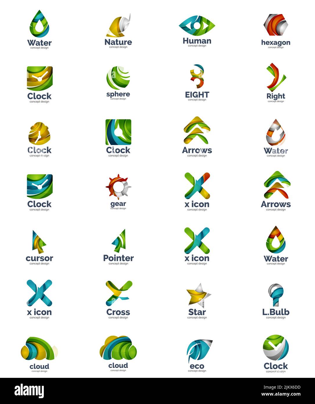 Set of abstract vector company business logo icons popular web concepts ...