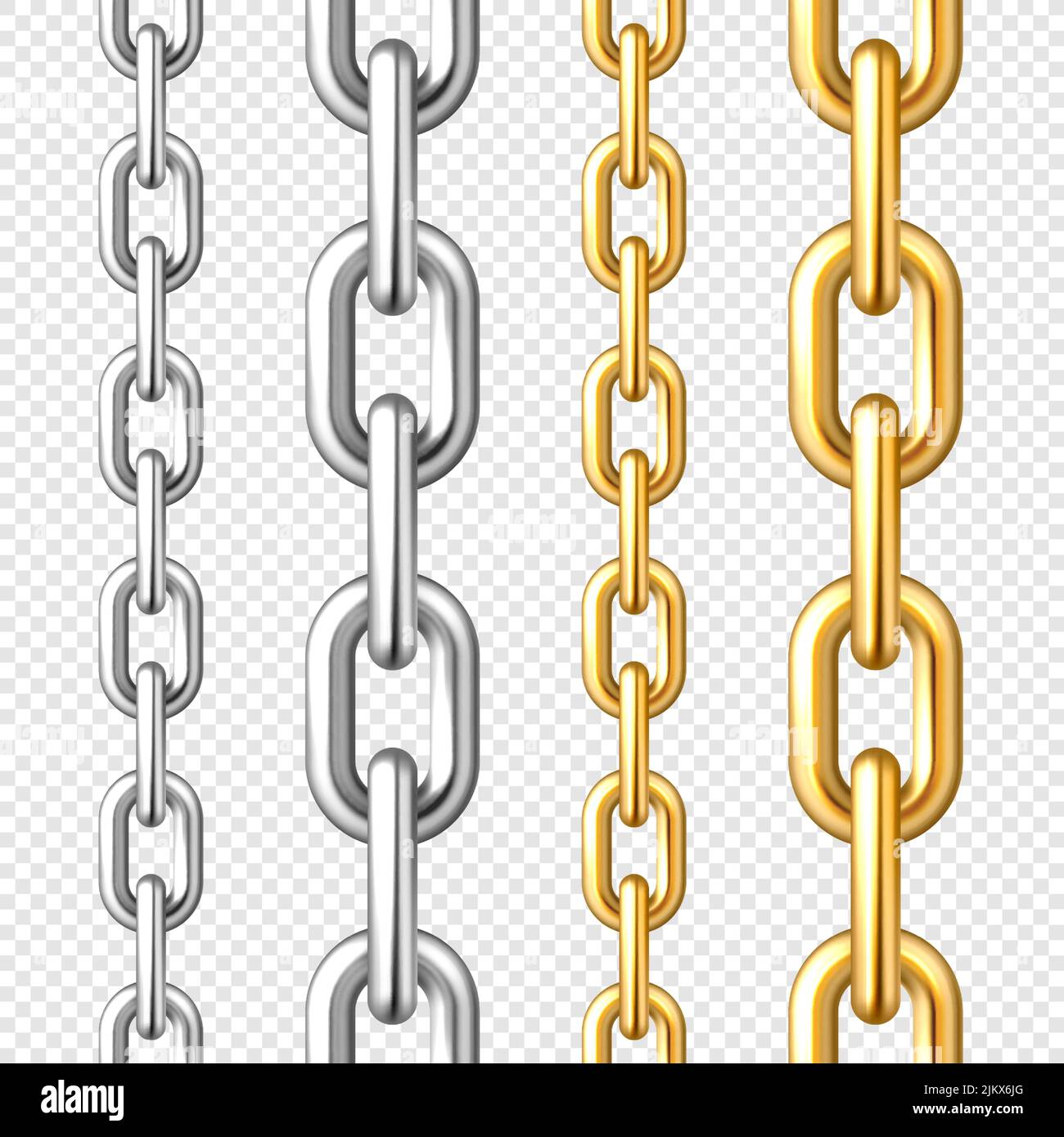 Realistic seamless golden and silver chains on checkered background ...