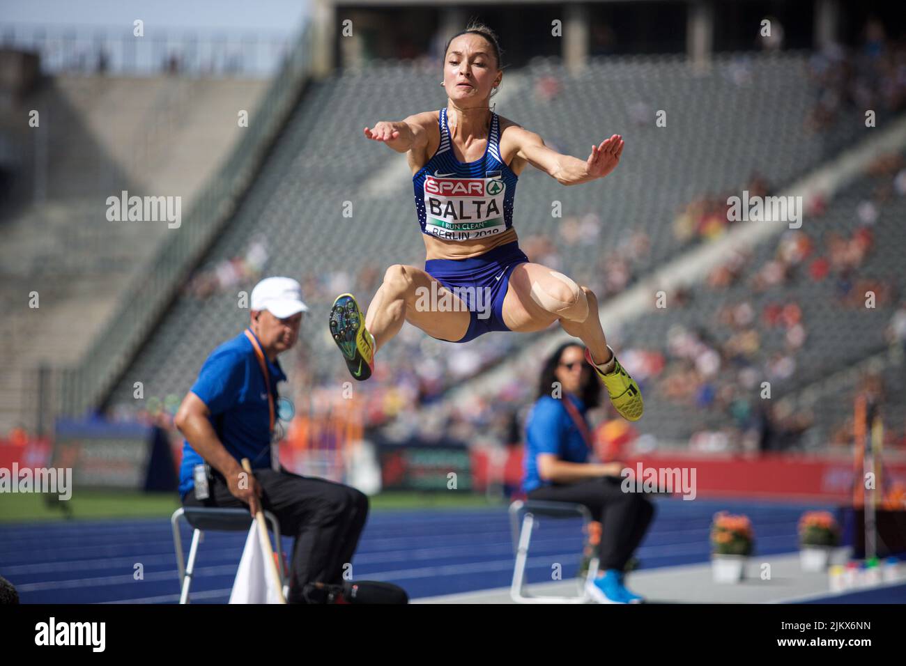 Ksenija Balta participating in the long jump at the European Athletics ...