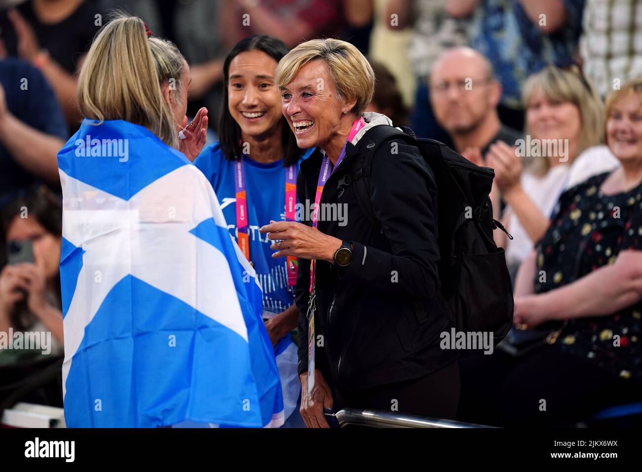 Scotland’s Eilish McColgan celebrates with her mother Liz McColgan ...