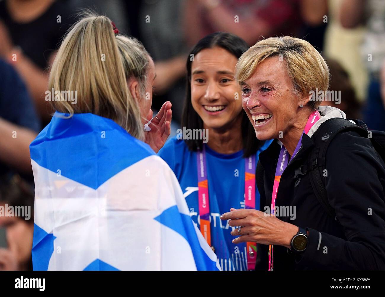 Scotland’s Eilish McColgan celebrates with her mother Liz McColgan ...