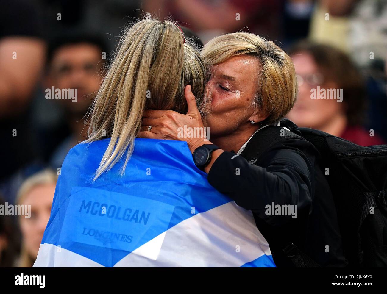 Scotland’s Eilish McColgan celebrates with her mother Liz McColgan ...
