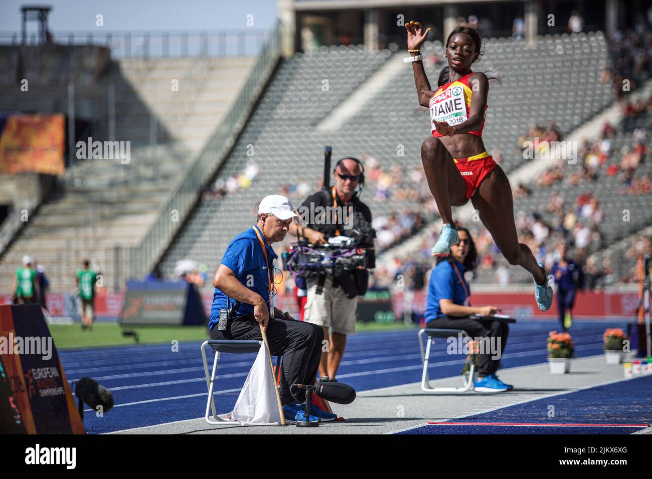 Fatima Diame participating in the long jump at the European Athletics ...