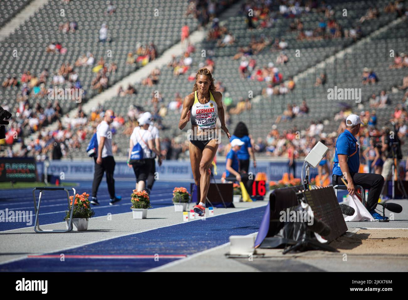 Alexandra Wester participating in the long jump at the European ...