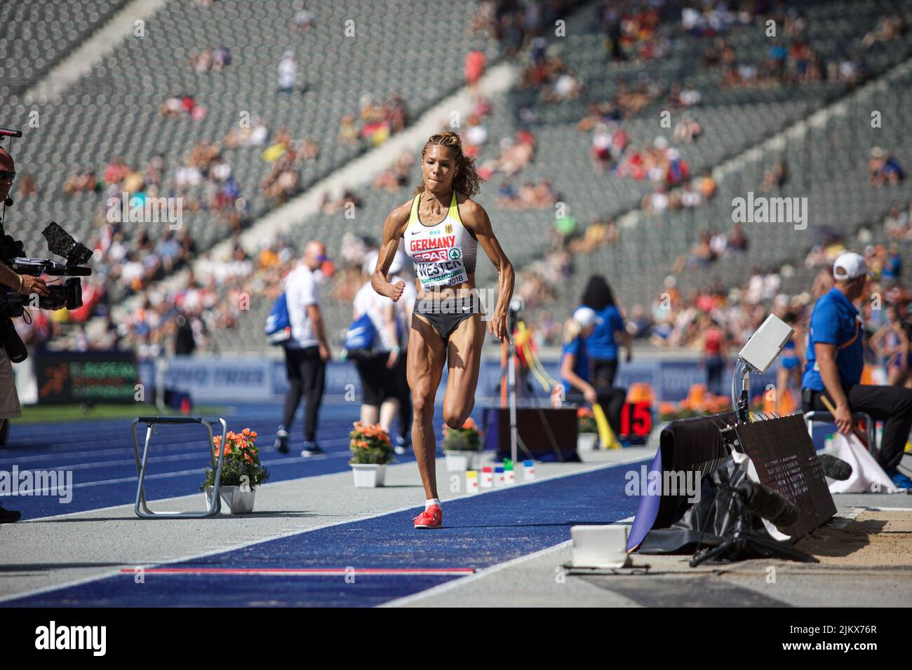 Alexandra Wester participating in the long jump at the European ...