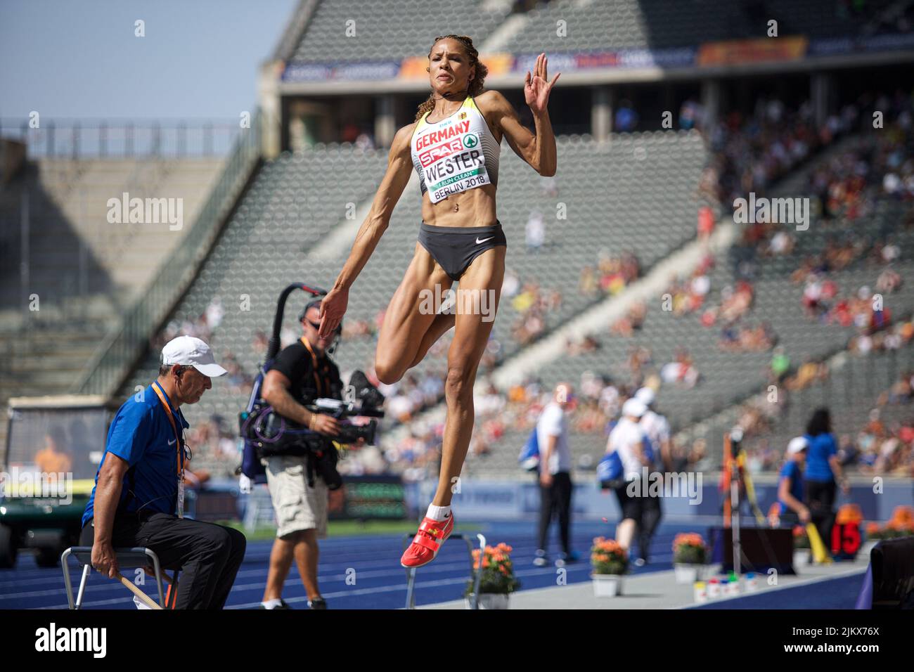Alexandra Wester participating in the long jump at the European ...