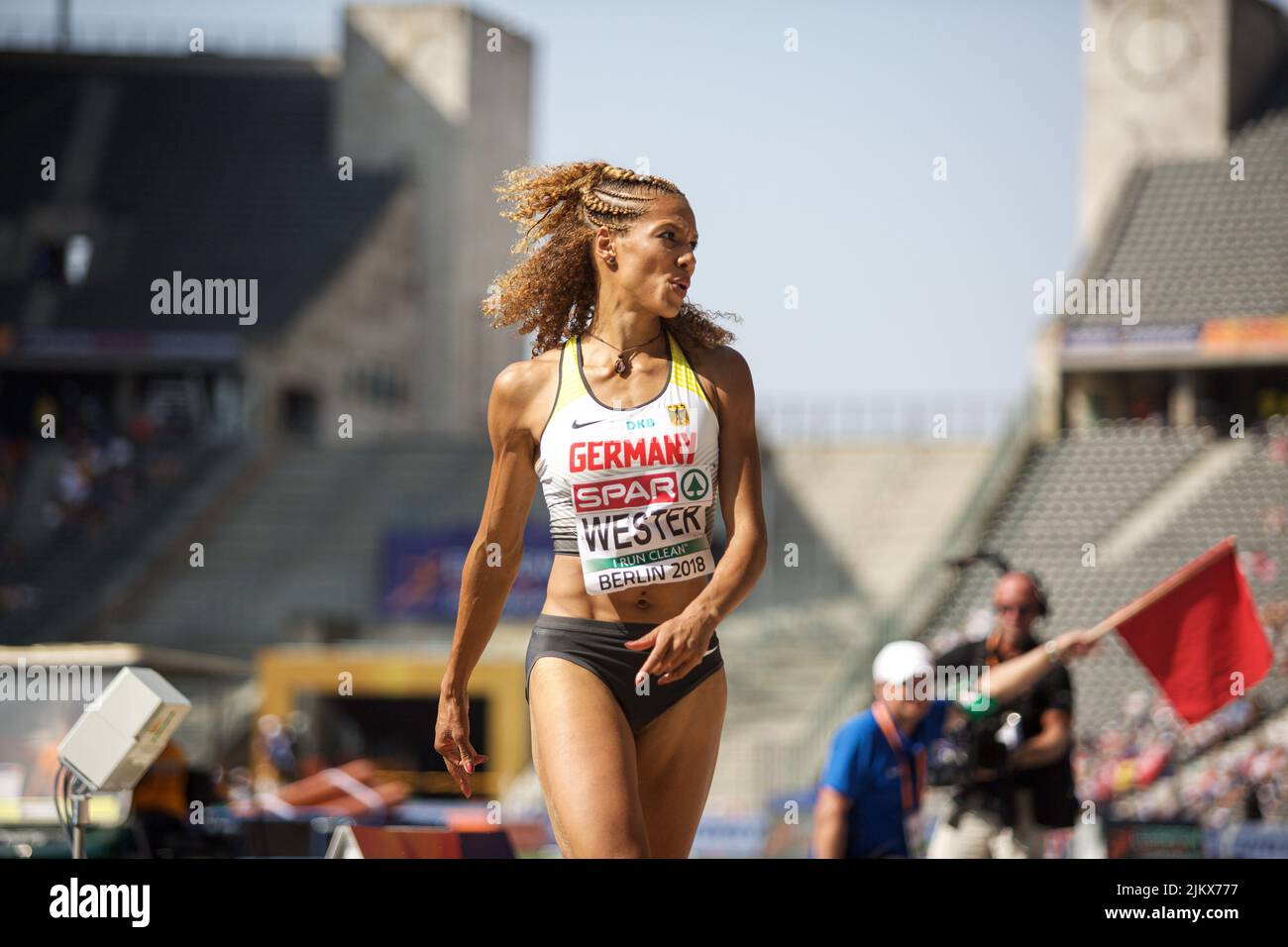 Alexandra Wester participating in the long jump at the European ...