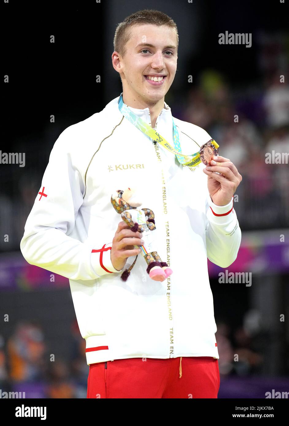 England's Luke Thomas Turley celebrates with the bronze medal after the ...