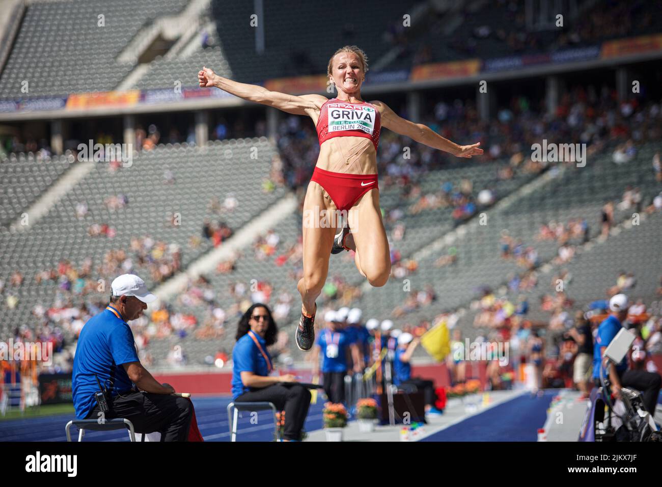 Laura Griva participating in the long jump at the European Athletics ...