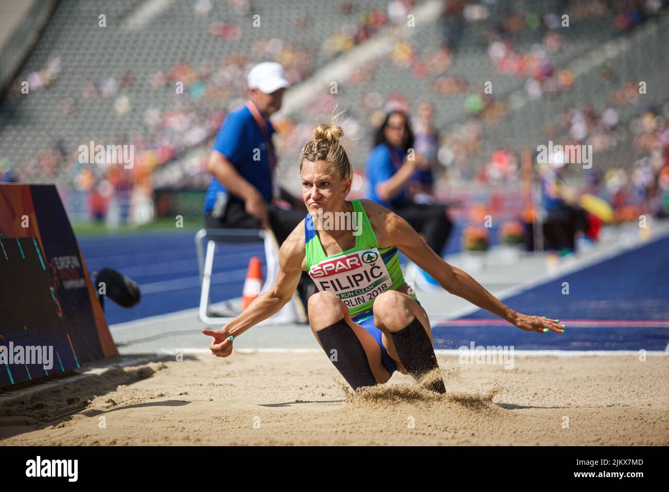Neja Filipič participating in the long jump at the European Athletics ...