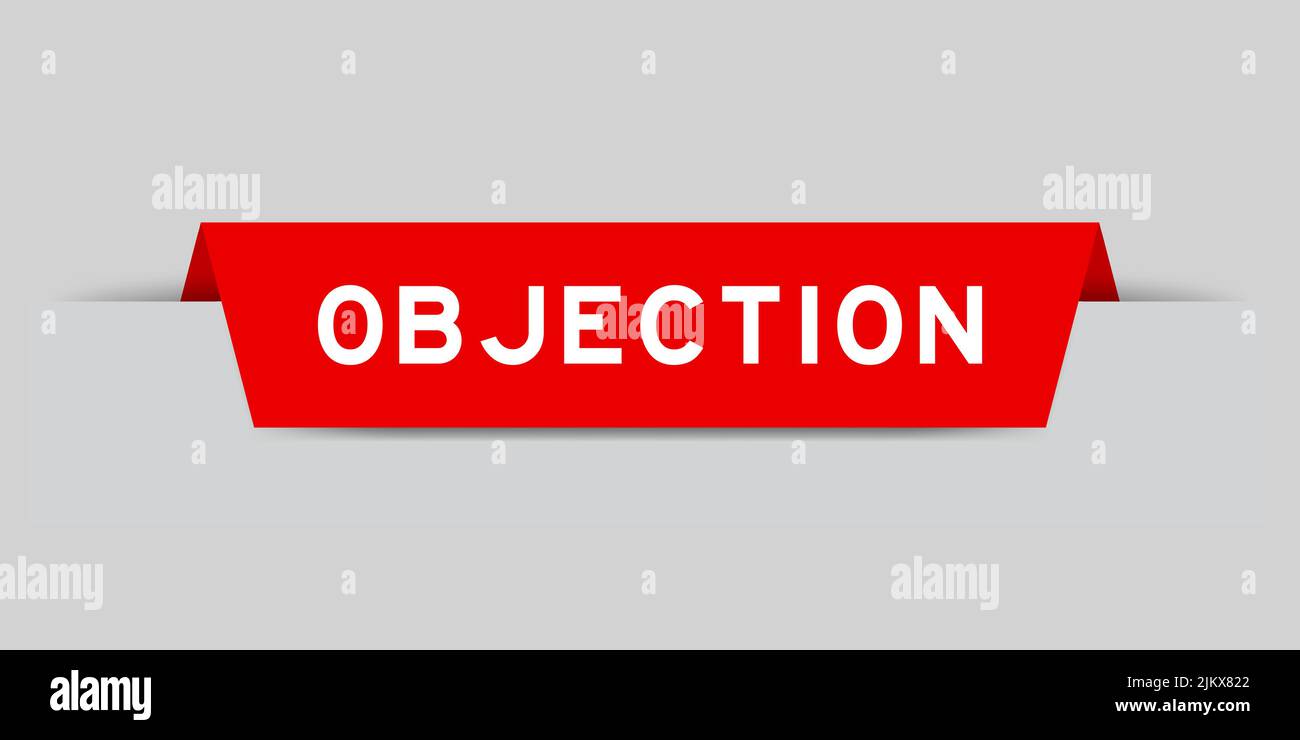 Red color inserted label with word objection on gray background Stock ...