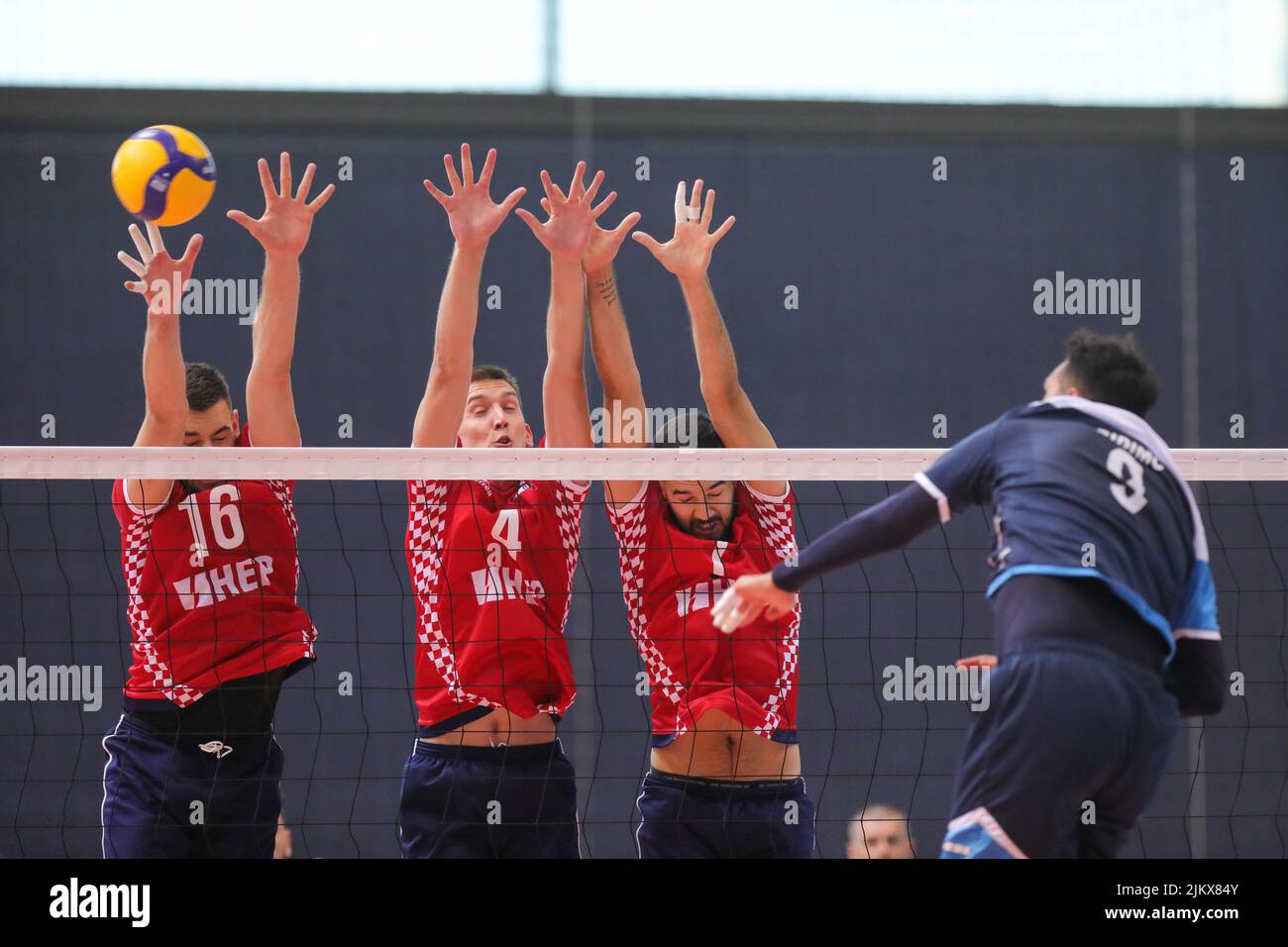 OSIJEK, CROATIA - AUGUST 03: Leo Andric, Kruno Nikacevic, Marko ...