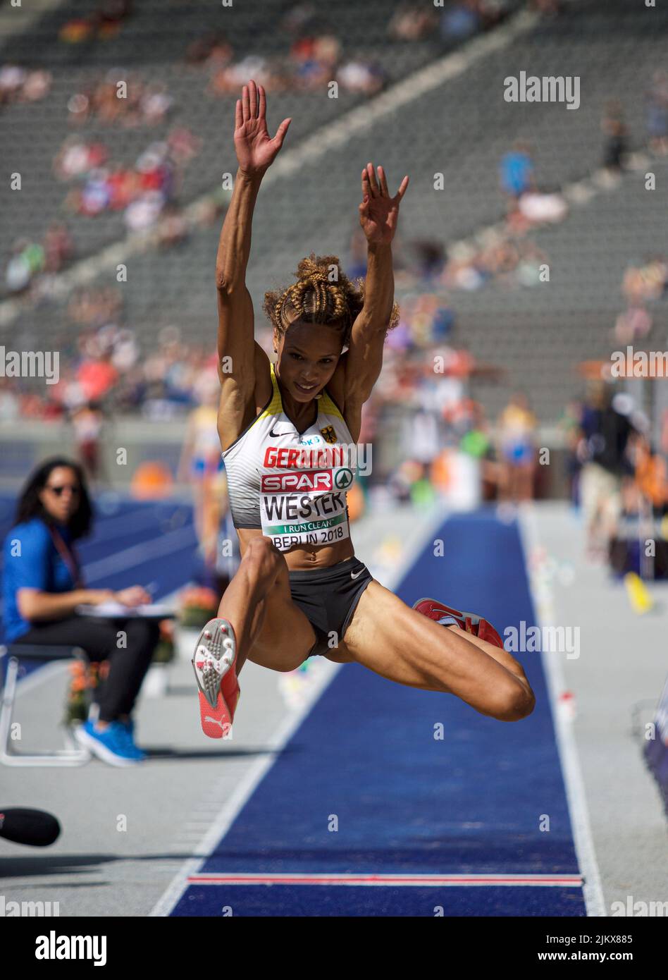Alexandra Wester participating in the long jump at the European ...