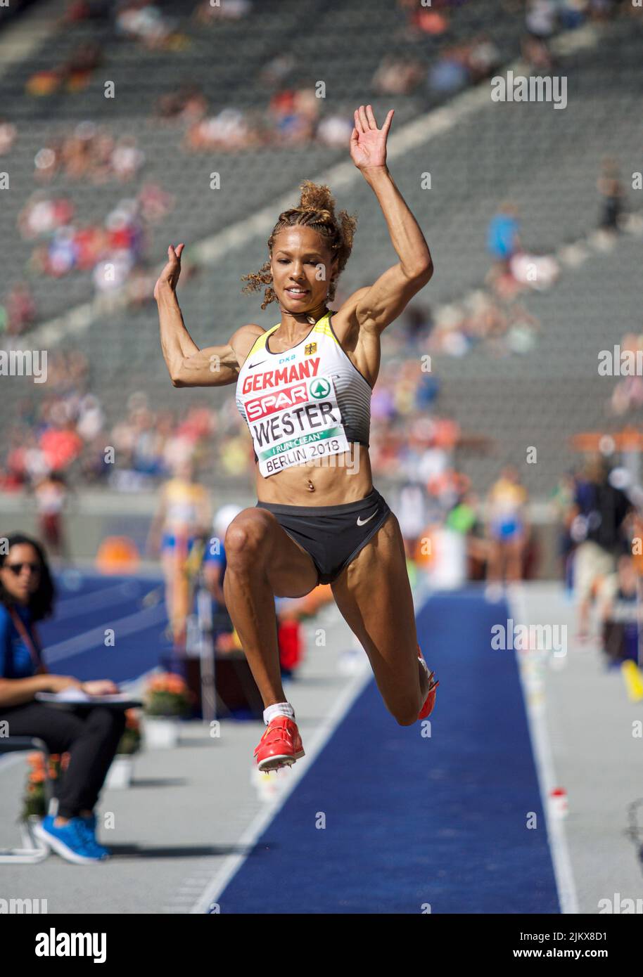 Alexandra Wester participating in the long jump at the European ...