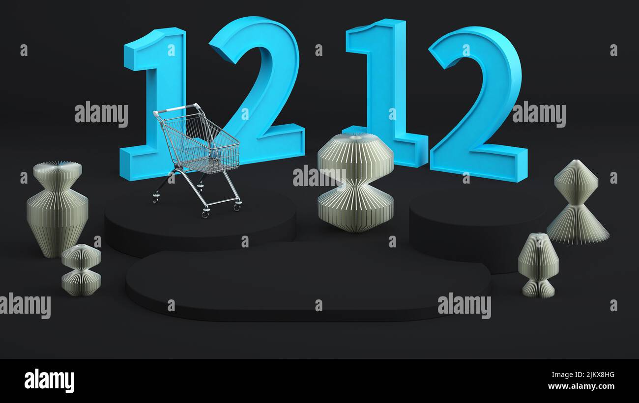 A 3D illustration of a trolley on 12 numbers background Stock Photo - Alamy