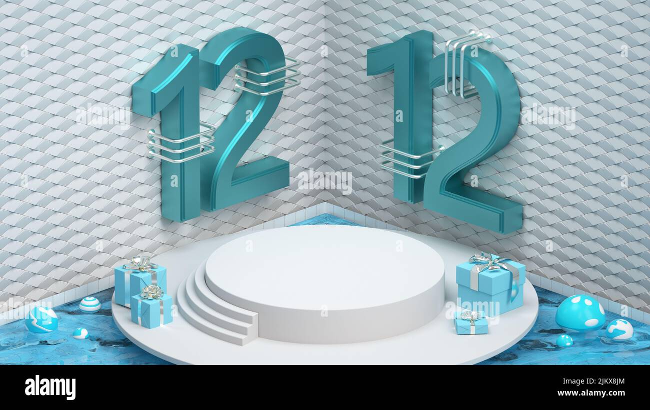 A 3D illustration of Christmas gifts on 12 numbers background Stock ...