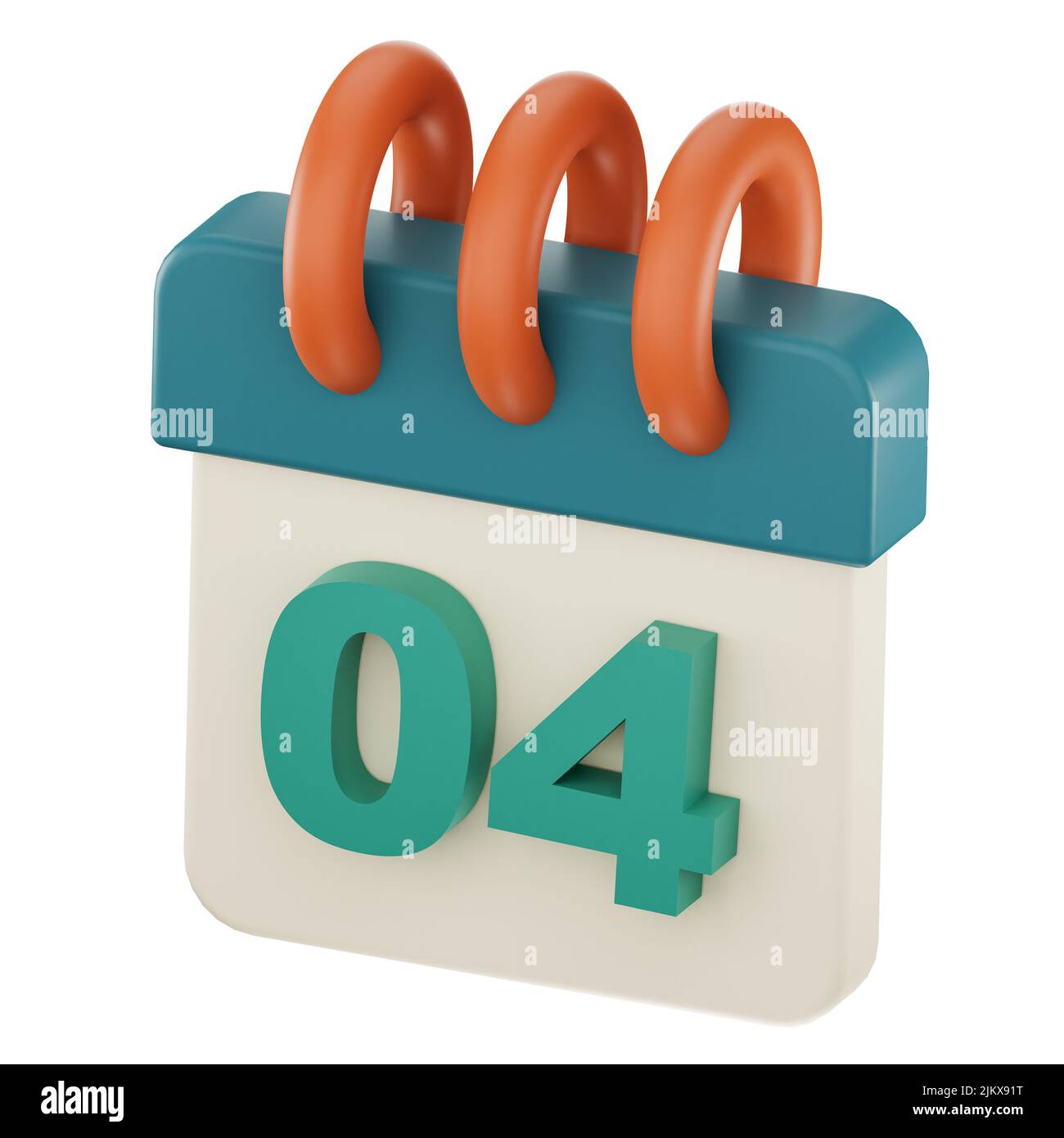 Daily calendar plan icon with number ''04'' isolated, 3D render, 3d ...