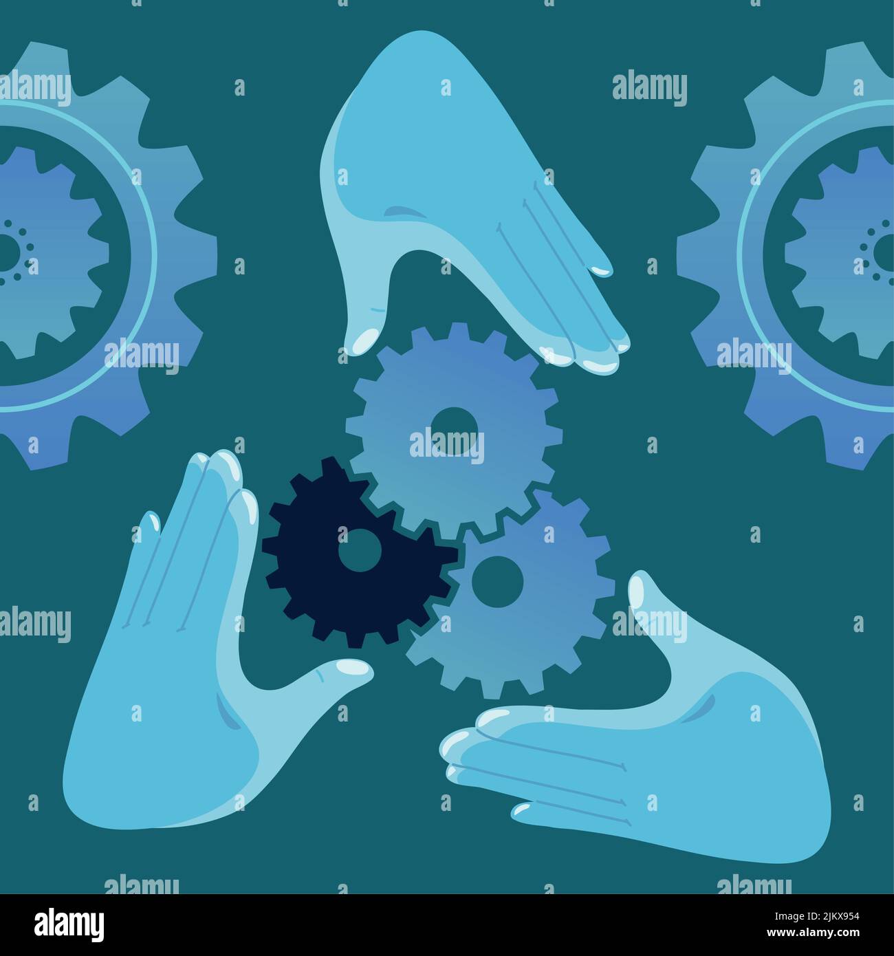 hands and gears teamwork Stock Vector Image & Art - Alamy
