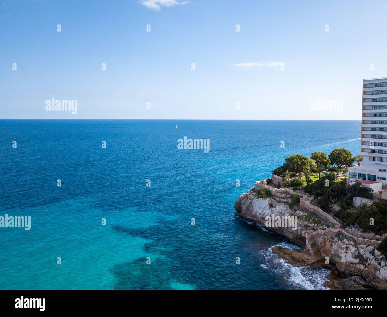Mediterranean ocean view in Cales de Mallorca in the Spanish Island of ...