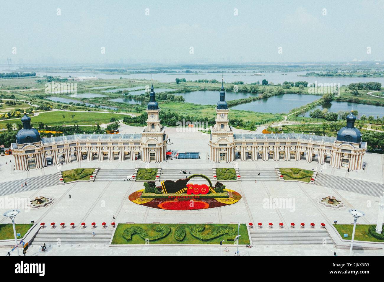 An aerial view of the Harbin Music Park in the morning Stock Photo - Alamy
