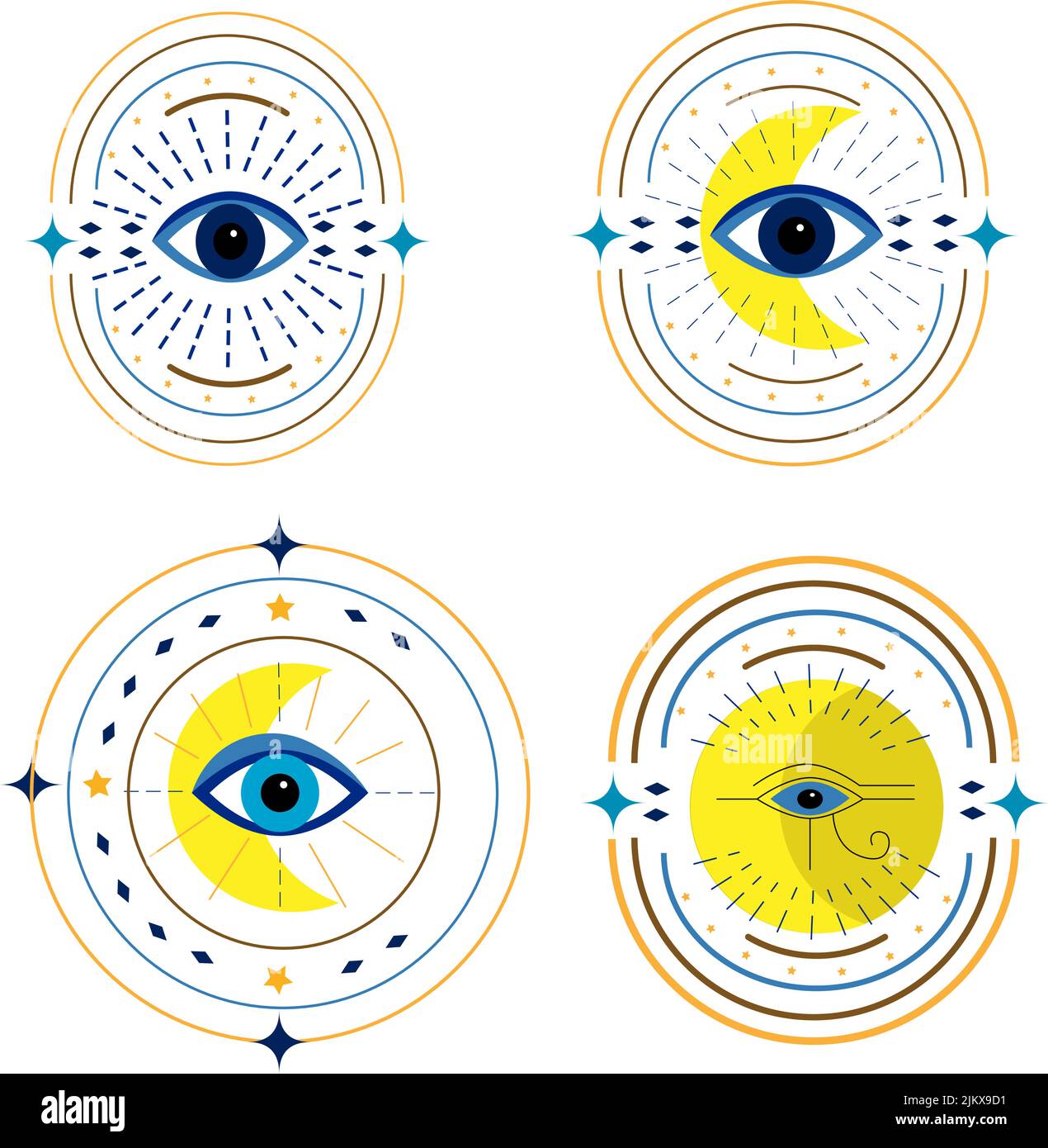 Set of mystical talismans with eyes. Vector illustration Stock Vector ...