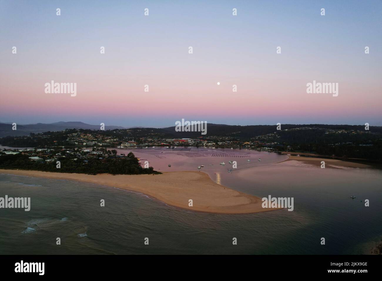 An aerial view of the bay on a sunset sky background Stock Photo - Alamy