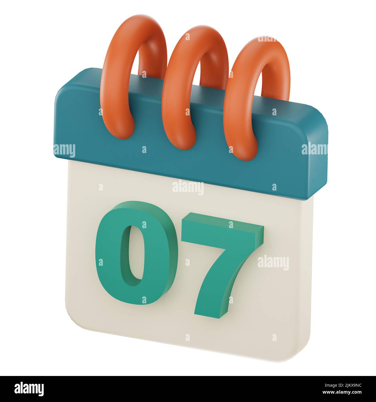 Daily calendar plan icon with number ''07'' isolated, 3D render, 3d ...