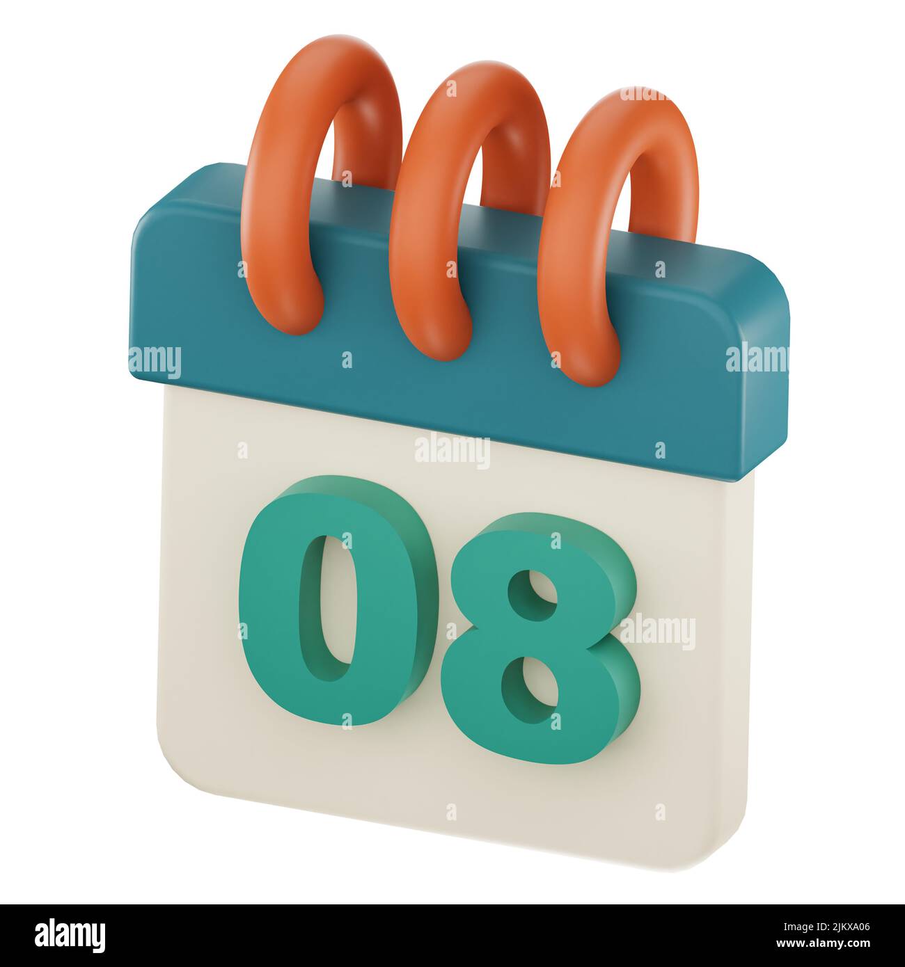 Daily calendar plan icon with number ''08'' isolated, 3D render, 3d ...