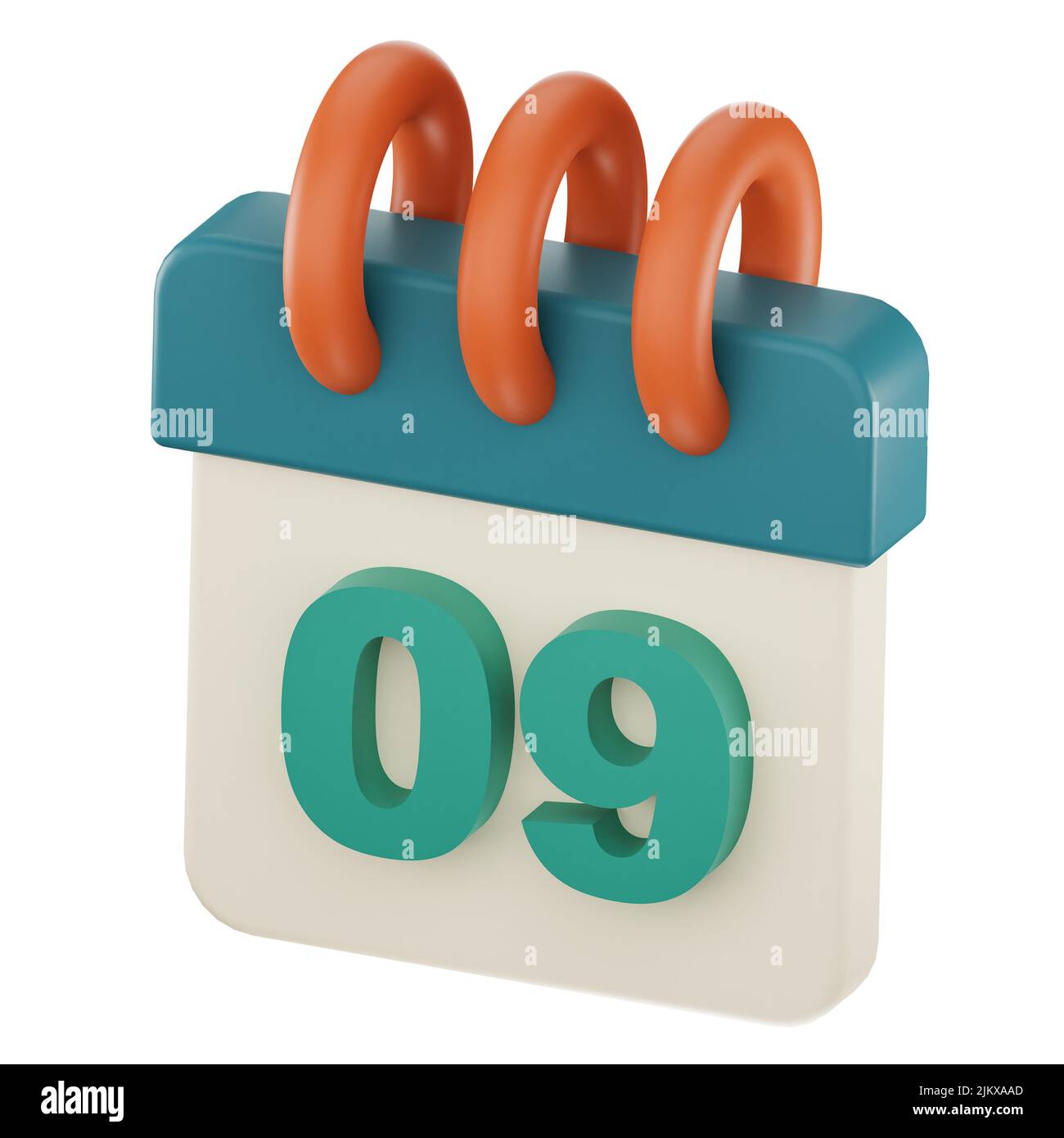 Daily calendar plan icon with number ''09'' isolated, 3D render, 3d ...