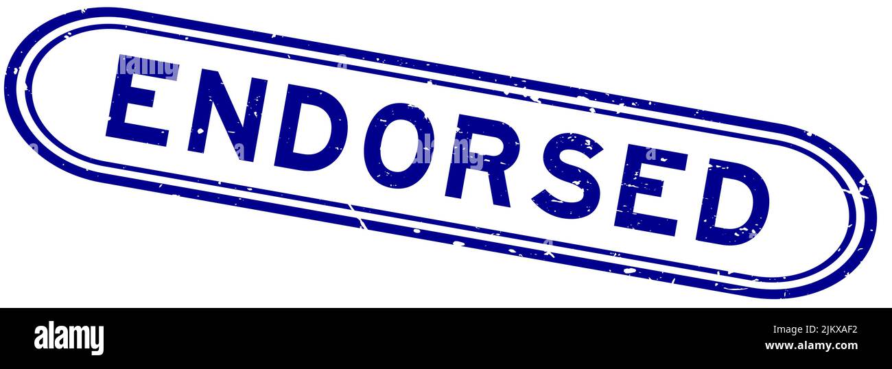 Grunge blue endorsed word rubber seal stamp on white background Stock ...