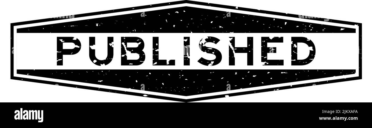 Grunge black published word hexagon rubber seal stamp on white ...