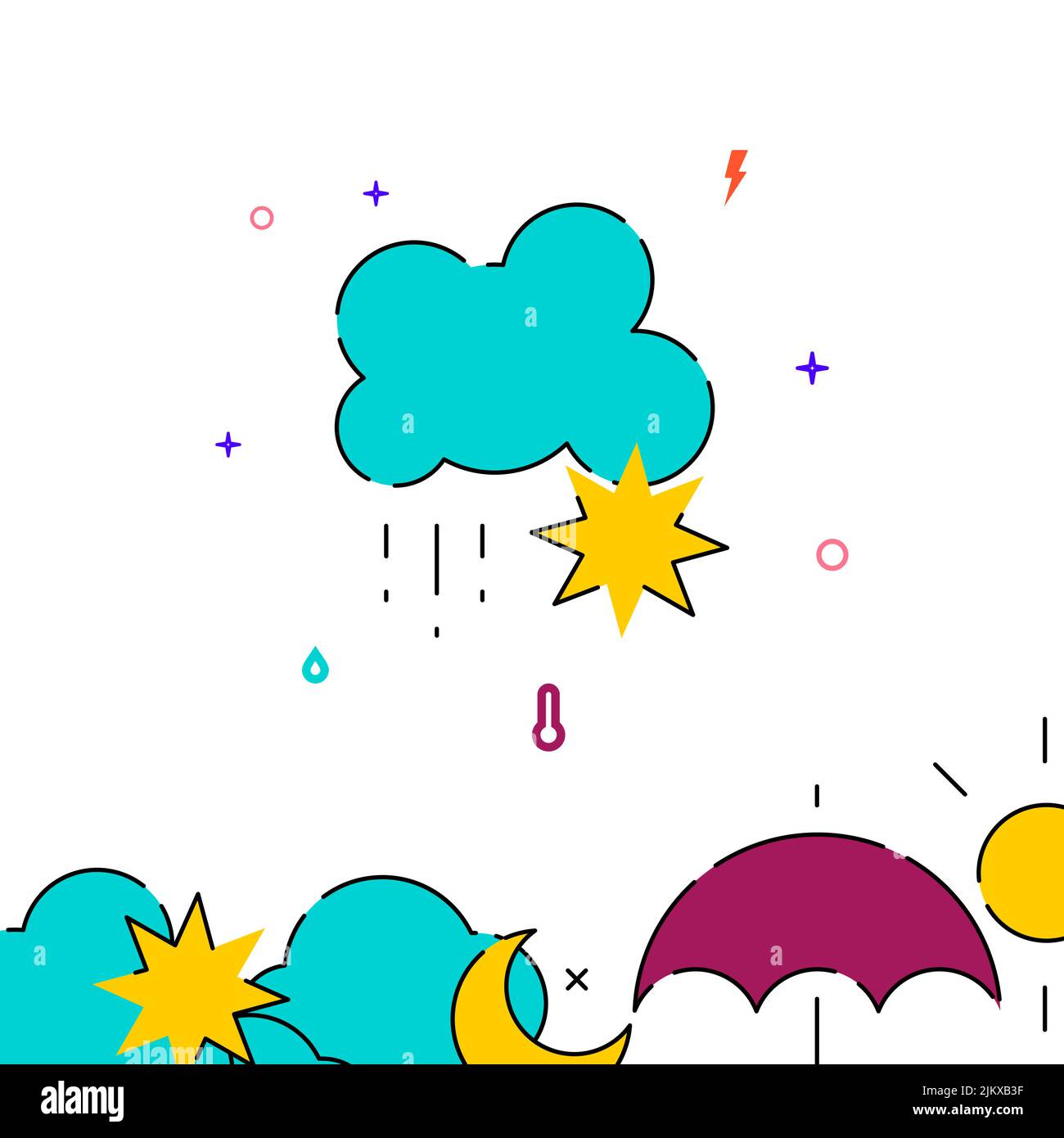 Thunderstorm, lightning filled line vector icon, simple illustration ...