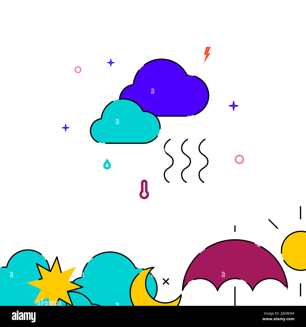 Foggy weather filled line vector icon, simple illustration, weather ...