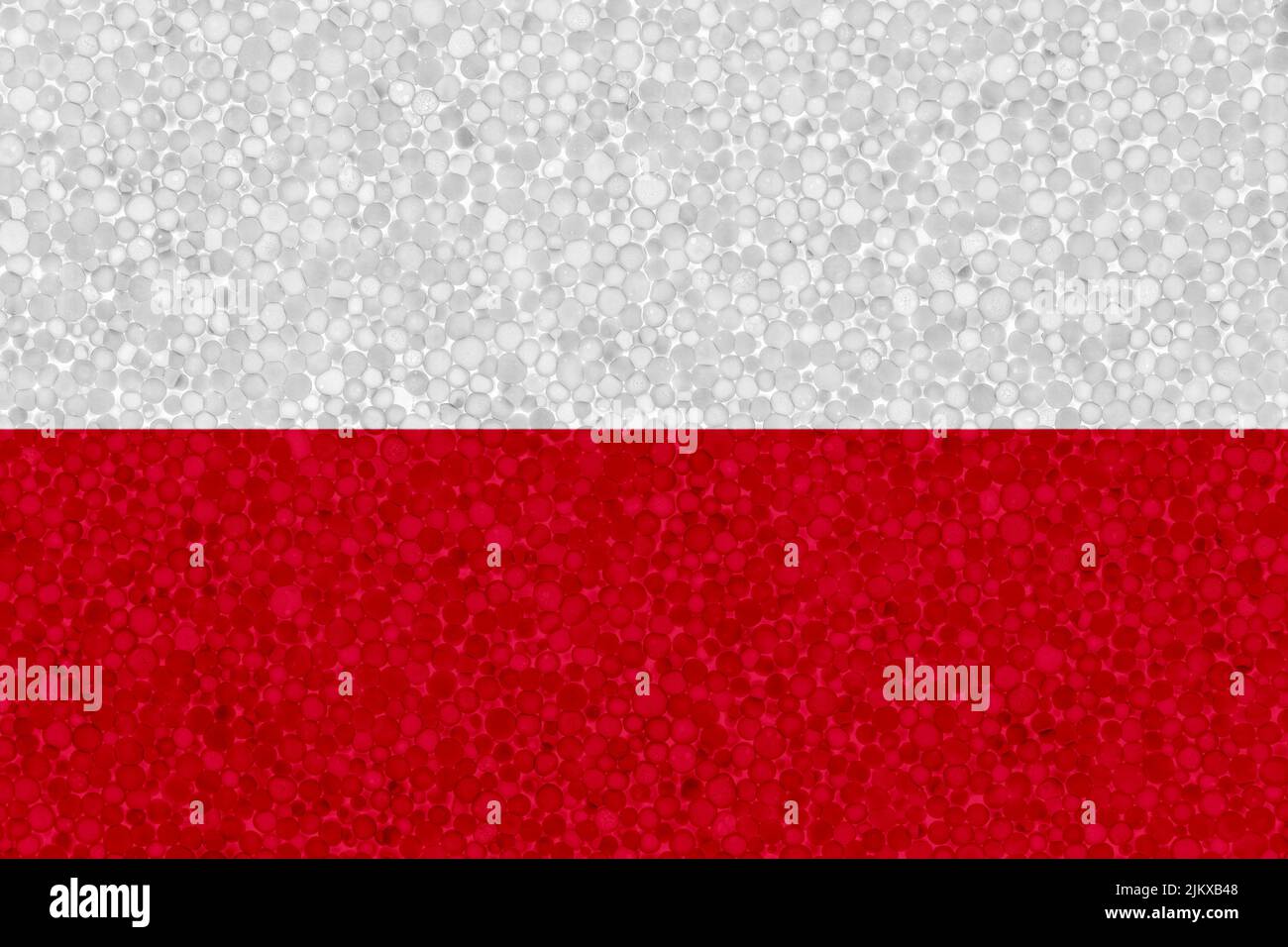 Poland flag on styrofoam texture. national flag painted on the surface ...