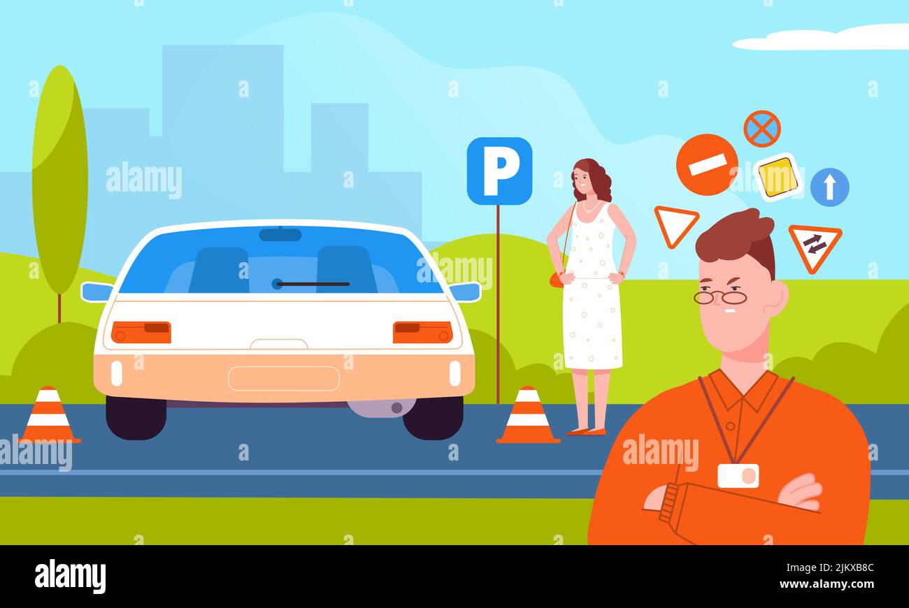 Annoyed woman driving car Stock Vector Images - Alamy