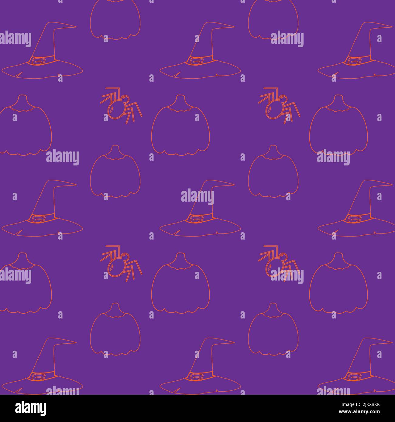 Seamless Halloween pattern with orange abstract Halloween elements on ...