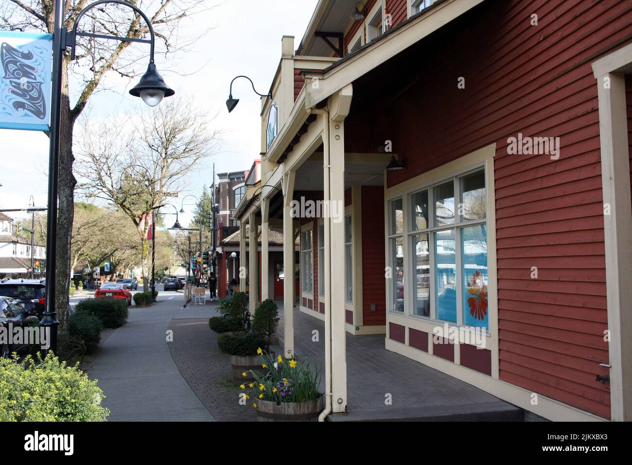 The exterior design of building with plants in the Spring time in the ...