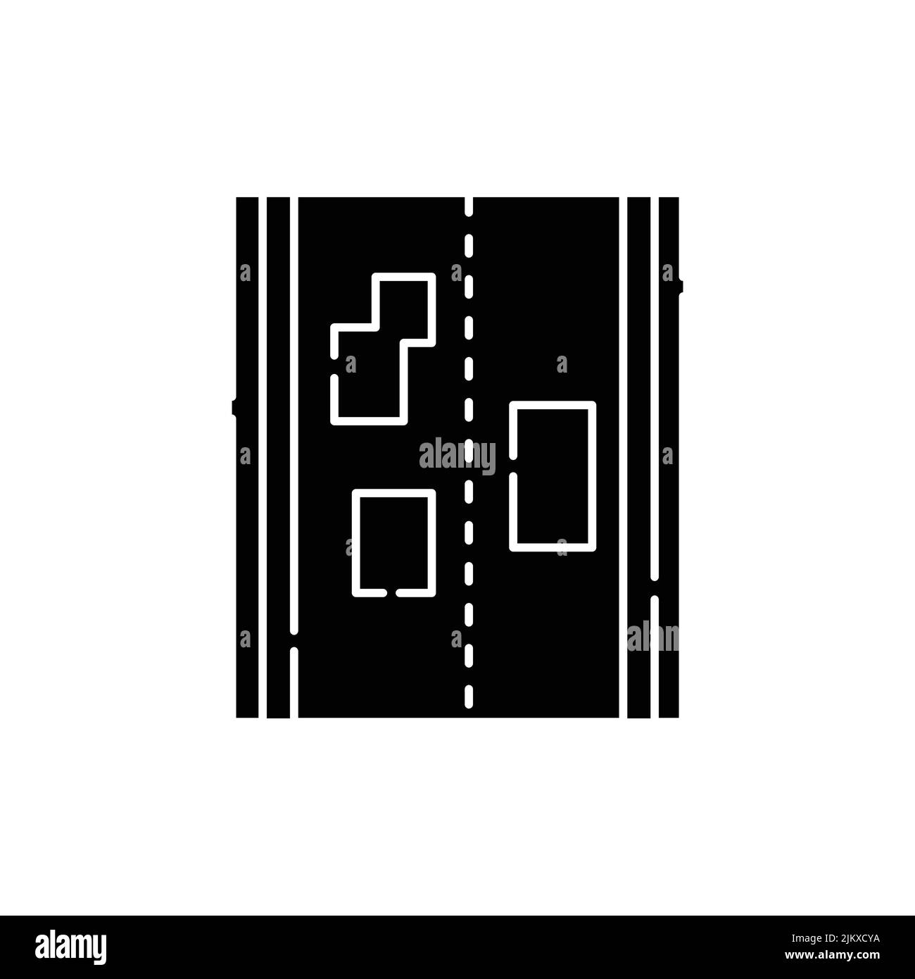 Asphalt patches on the road olor line icon. Road construction ...