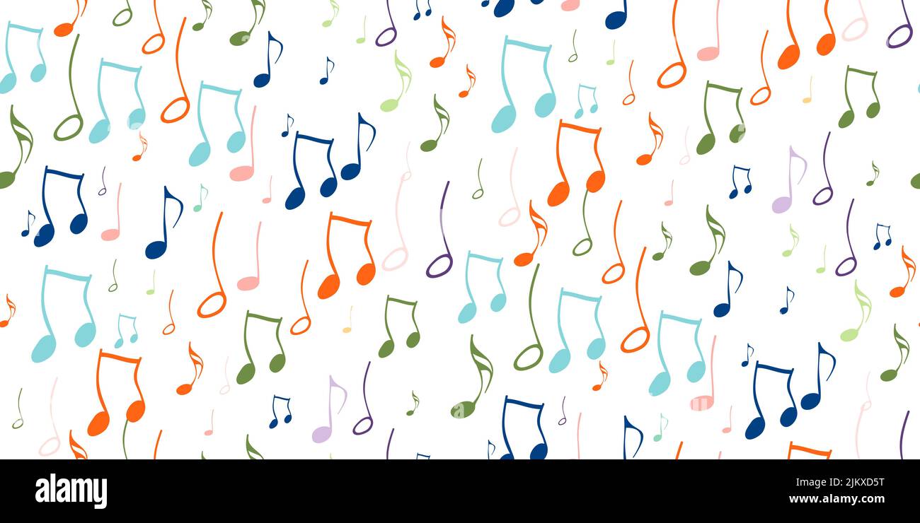 Seamless flying musical notes on white. Musical symbols for banner of ...