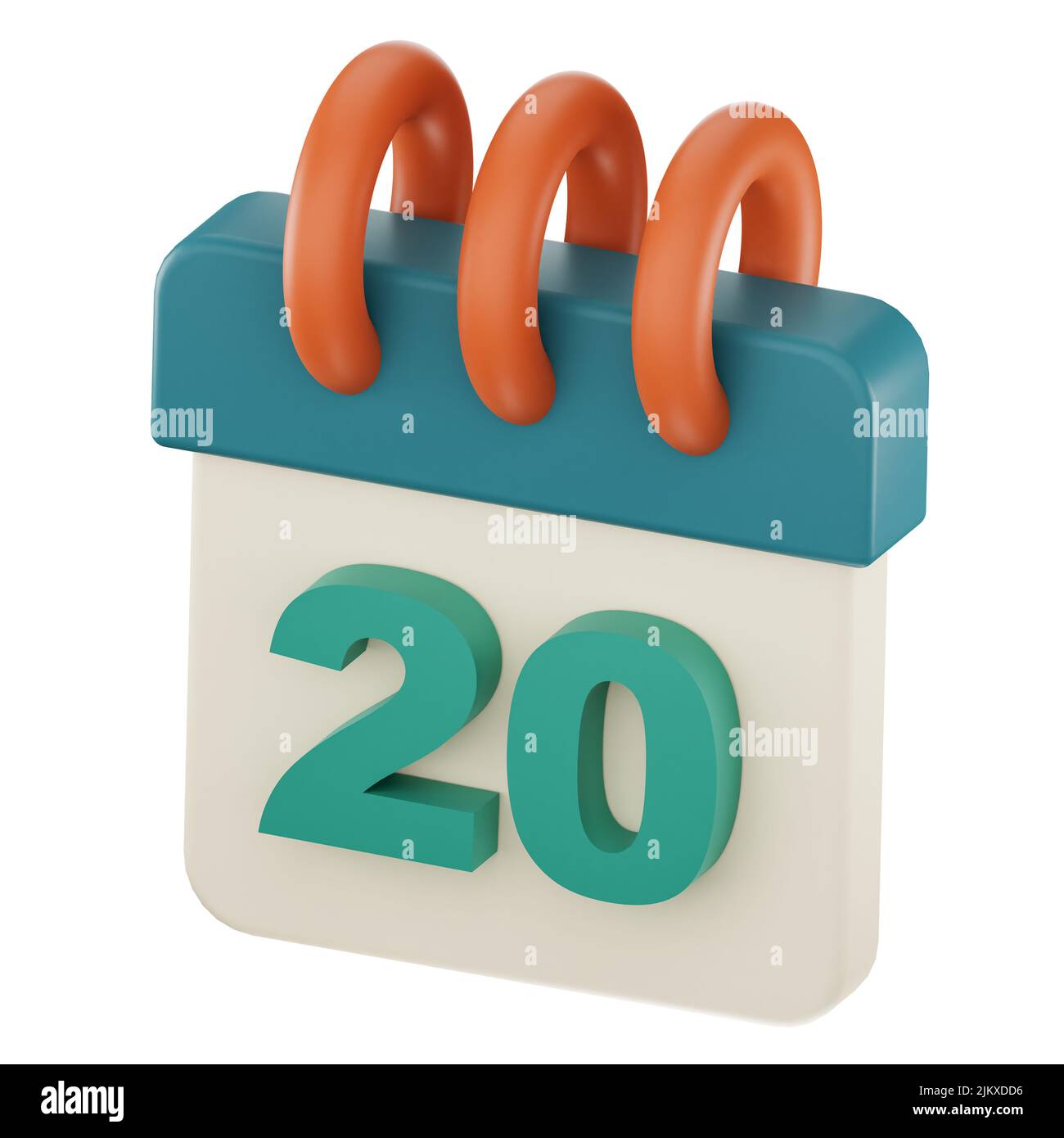 Daily calendar plan icon with number ''20'' isolated, 3D render, 3d ...