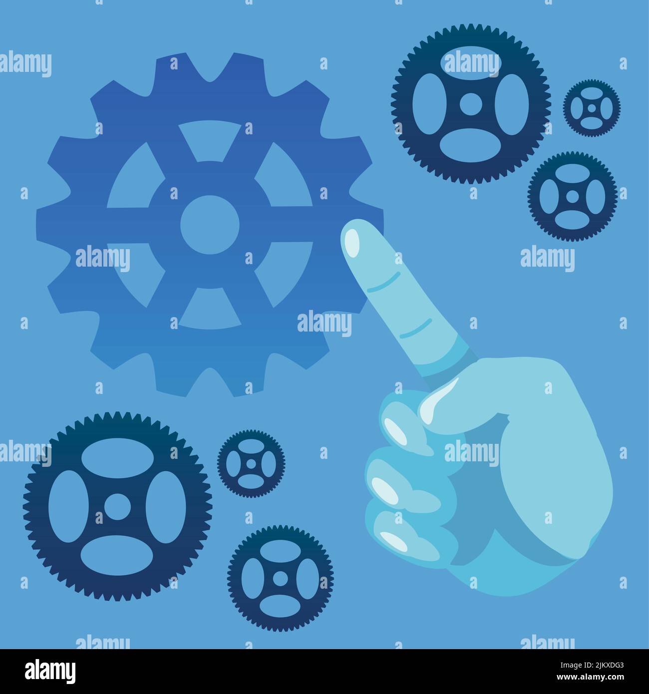 hand and gears Stock Vector Image & Art - Alamy