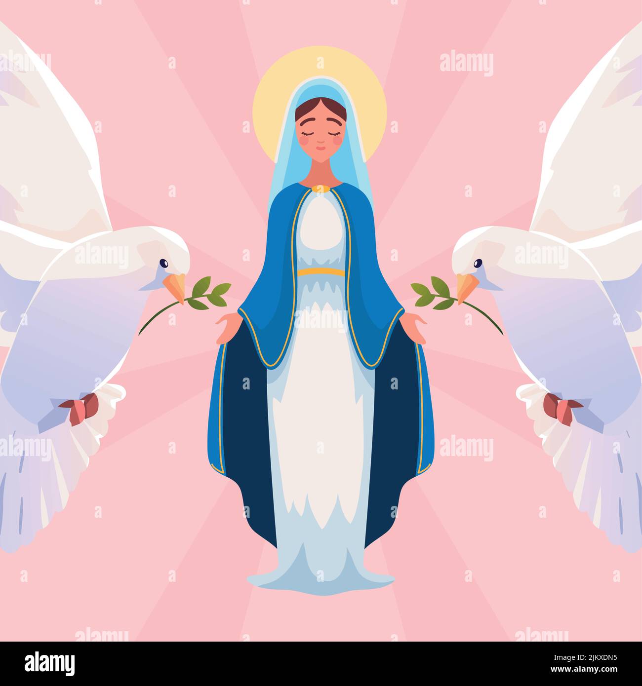 Virgin Mary with doves Stock Vector Image & Art - Alamy