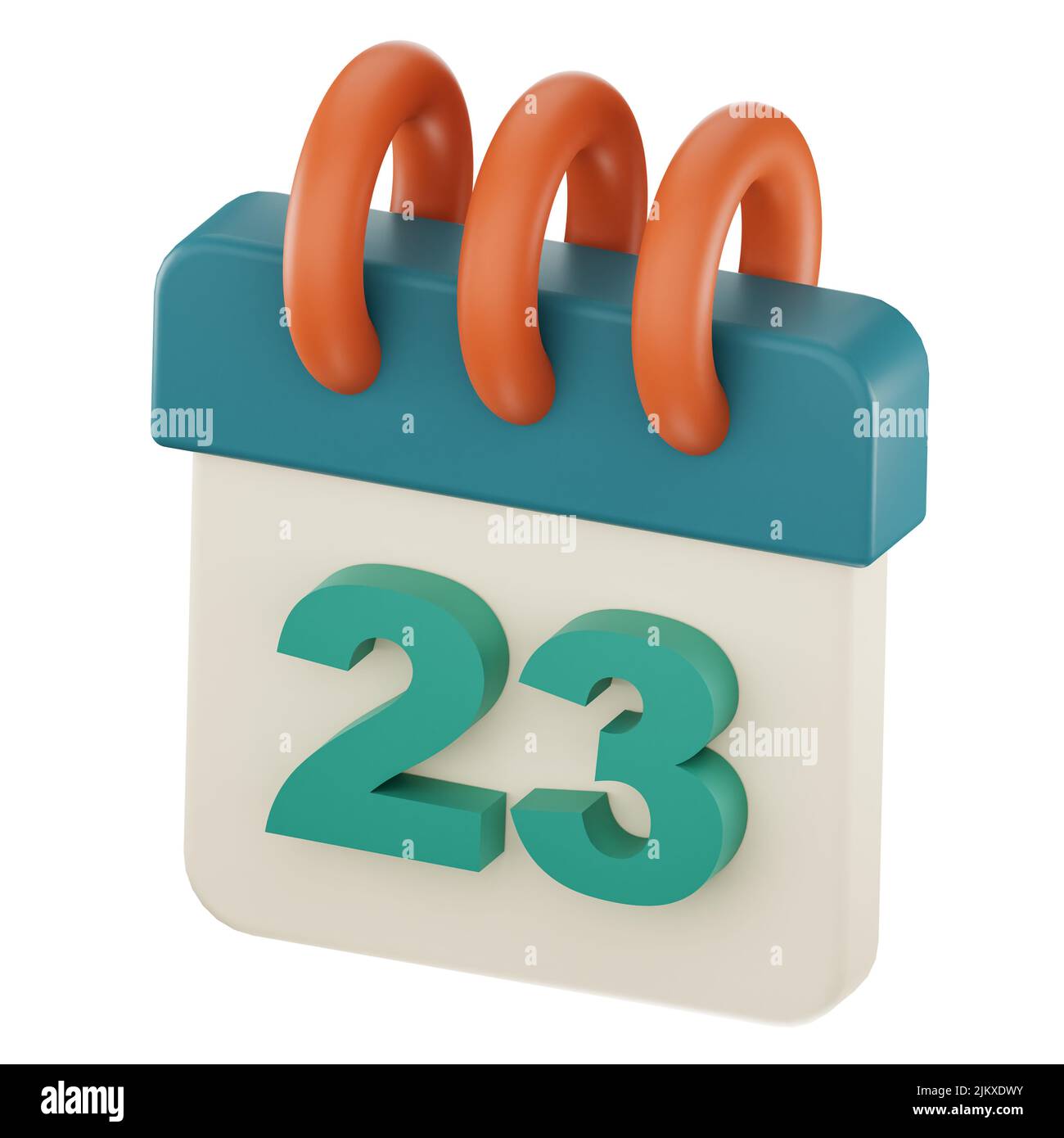 Daily calendar plan icon with number ''23'' isolated, 3D render, 3d ...