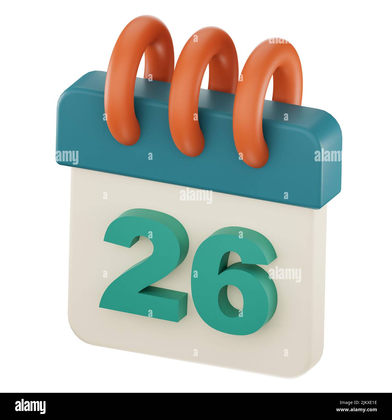 Daily calendar plan icon with number ''26'' isolated, 3D render, 3d ...