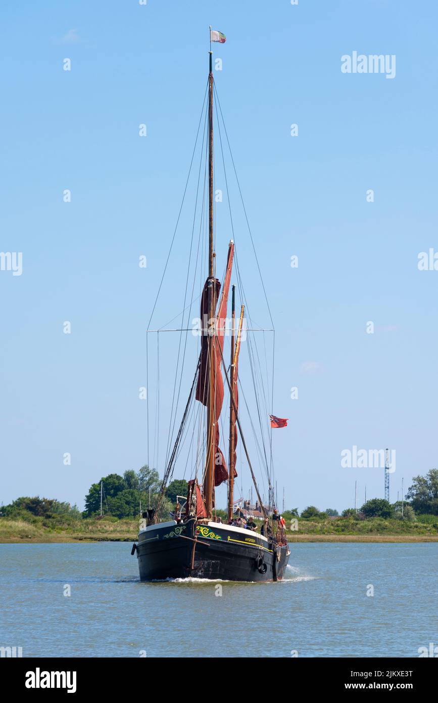 Hydrogen, a historic Thames sailing Barge sailing towards Maldon Hythe ...