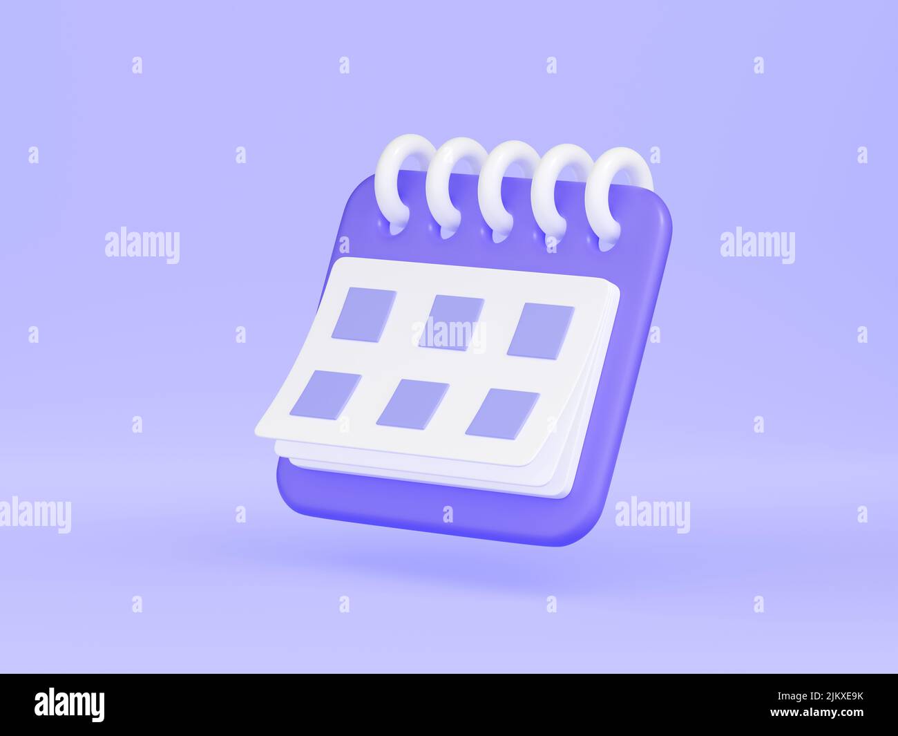 Calendar with date 3d render illustration. Purple floating organizer ...