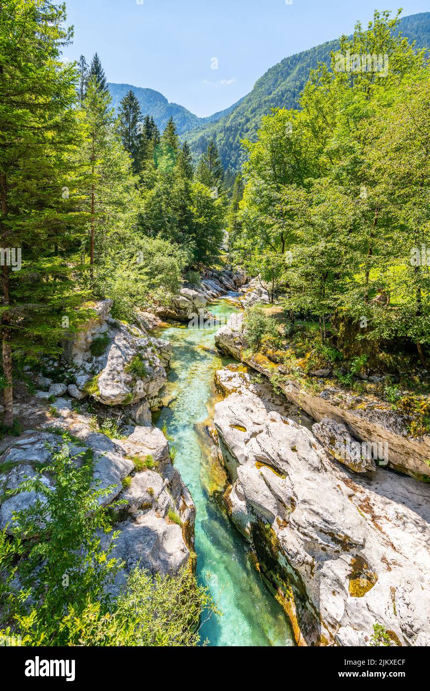 Clear water of Soca River at Small Soca Gorge Stock Photo - Alamy