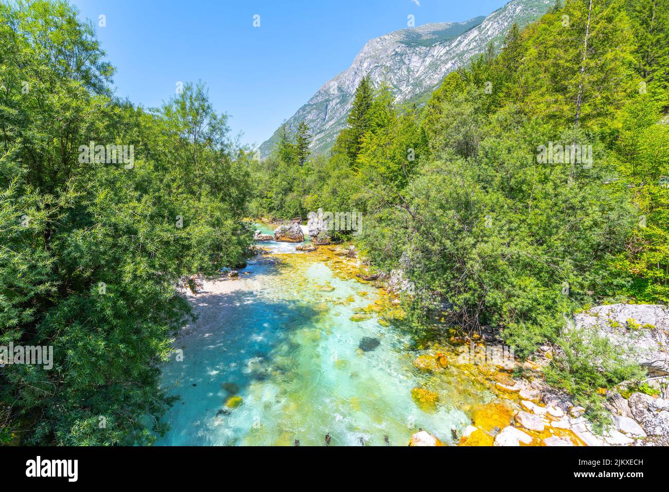 Clear water of Soca River at Small Soca Gorge Stock Photo - Alamy
