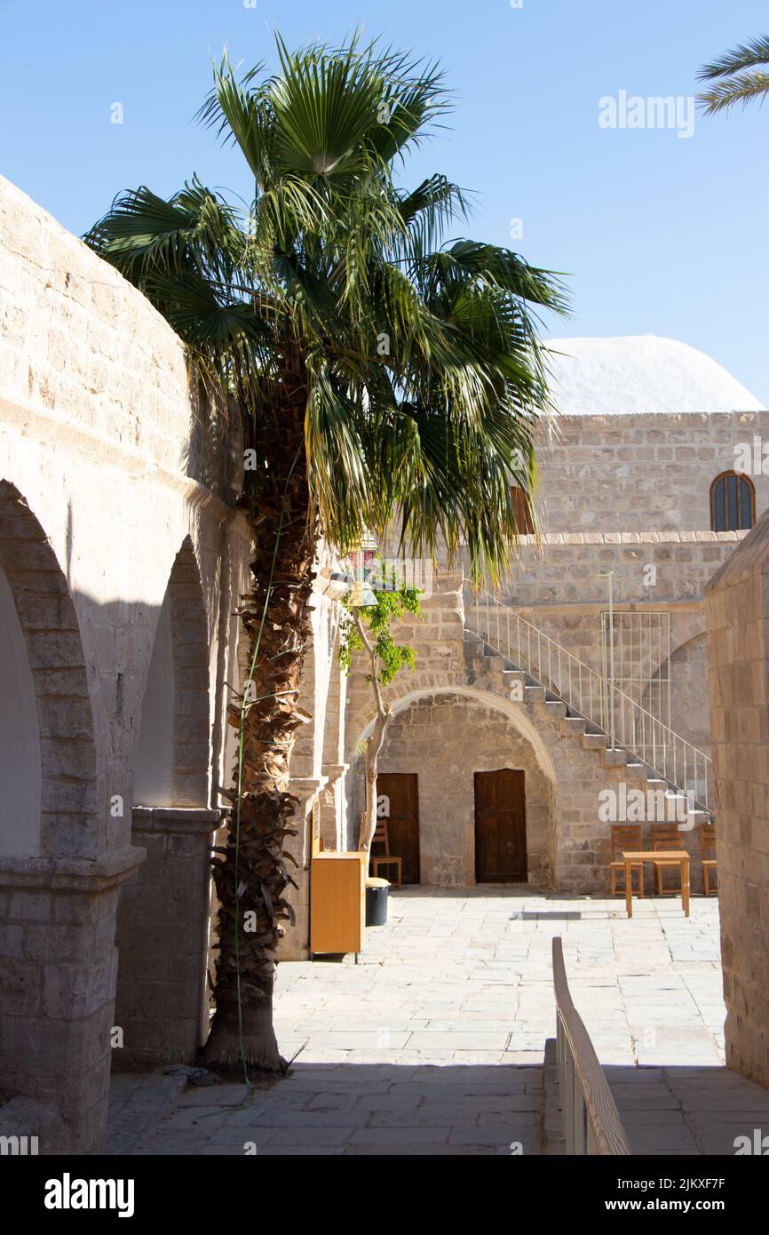 Nabi Musa site, mosque and old caravanserai. location Judean desert ...